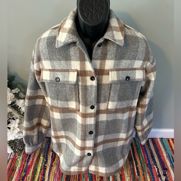 Jackets & Coats | New Fore Plaid Flannel Jacket Pea Coat Button Up ...